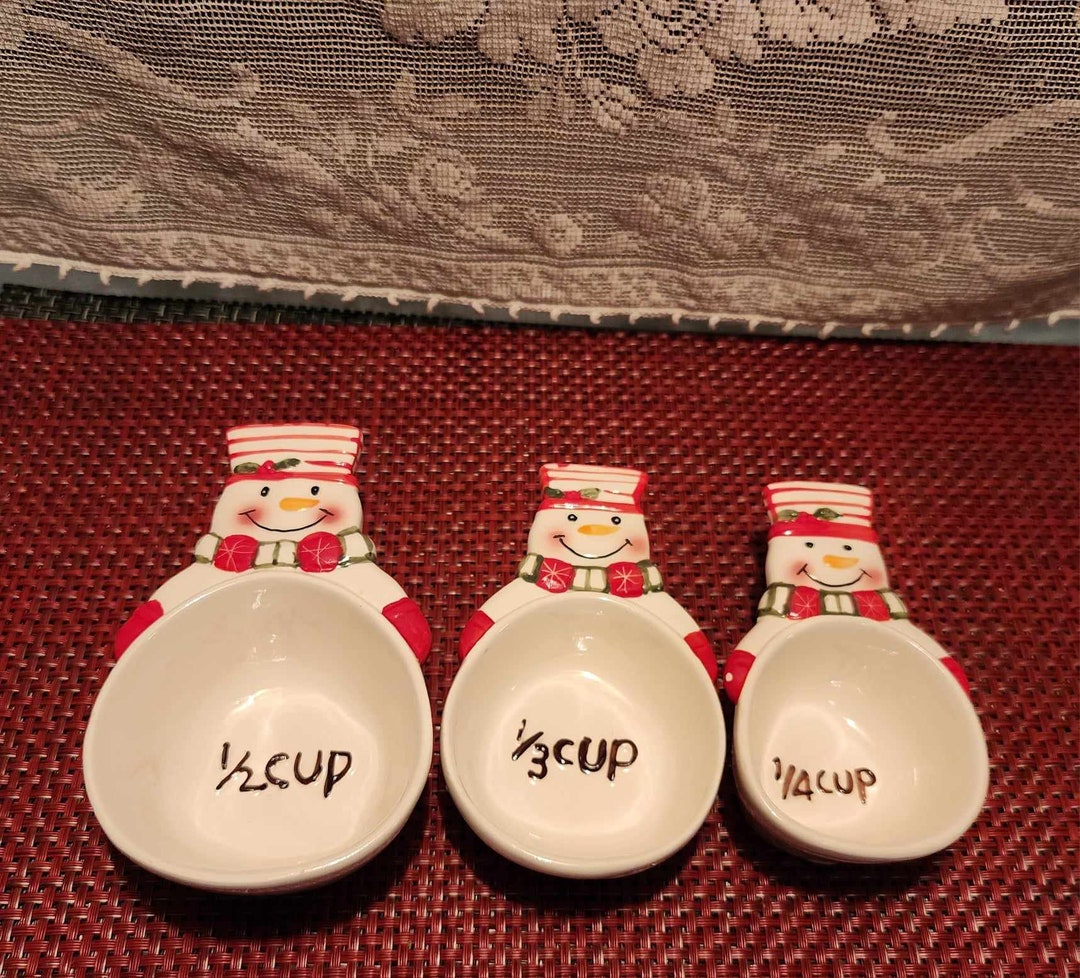 Ceramic Snowman Measuring Cups - Etsy