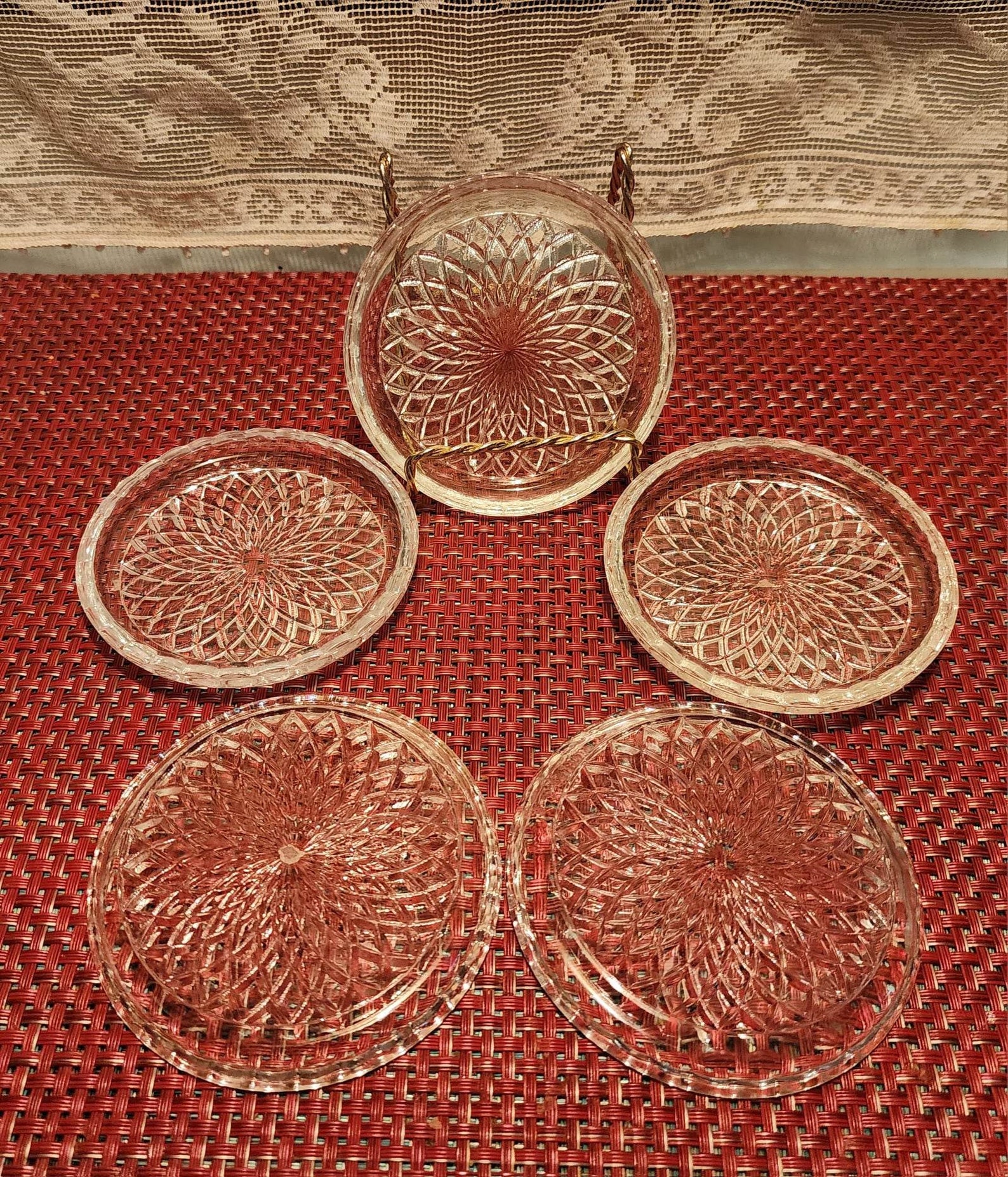 Vintage Clear Glass Coasters 5 - Etsy