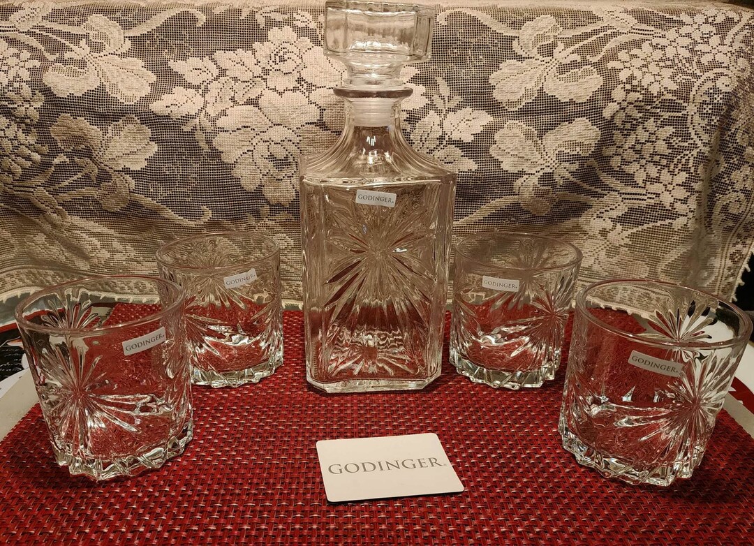 Studio Crystal by Godinger Whiskey Set 5PC - Etsy