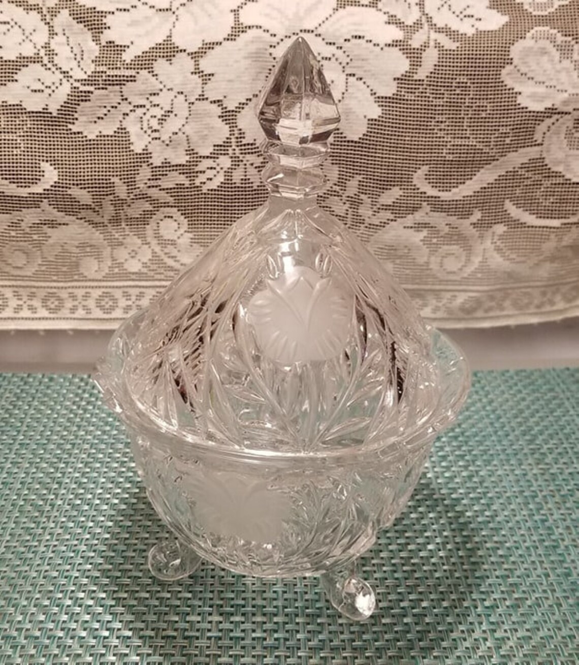 Crystal Candy Dish With Etched Design - Etsy
