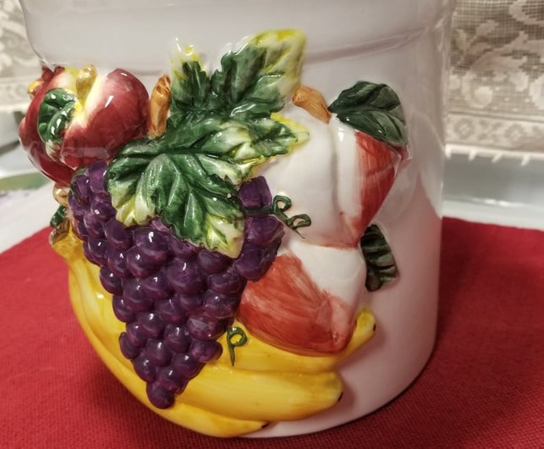 Vintage Ceramic Embossed Canister by KMC / Fruit Embossed - Etsy