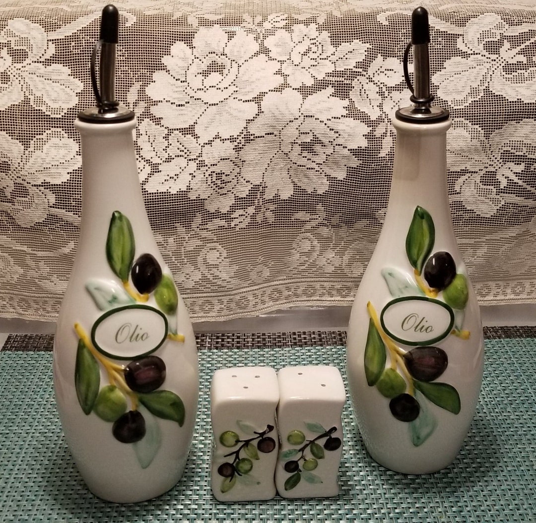 Ceramic Cruets and Matching Salt and Pepper Shaker Set - Made in Italy ...