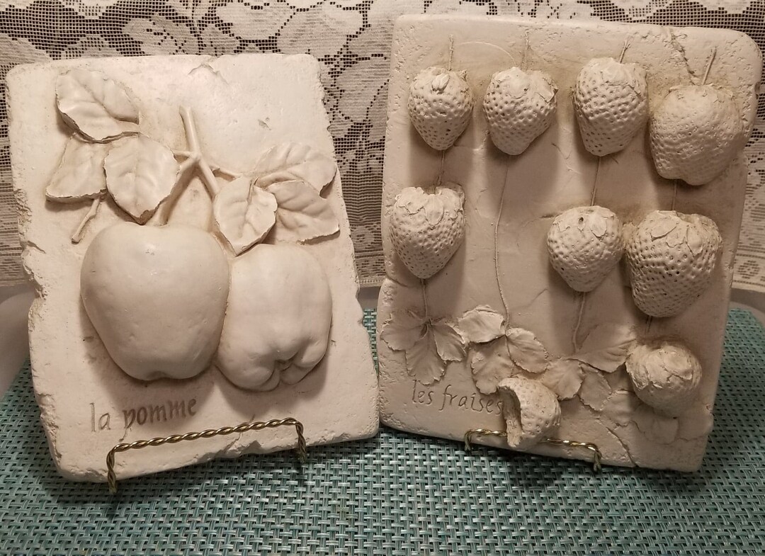 Two Wall Plaques Plaster Cast Chalkware French - Etsy