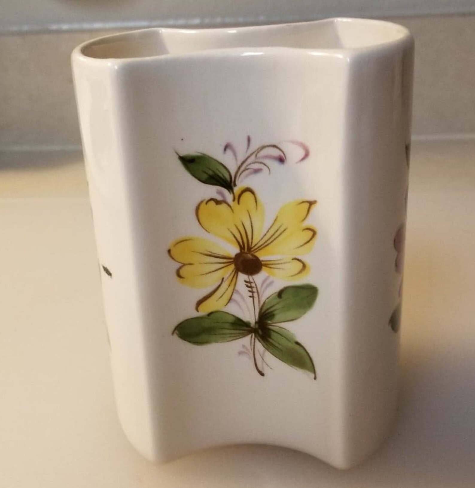 Vintage Unique Hand-painted Floral Vase FTD Made in | Etsy