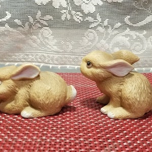 Vintage Pair of HOMCO Brown Bunny Rabbit Figurines - Etsy