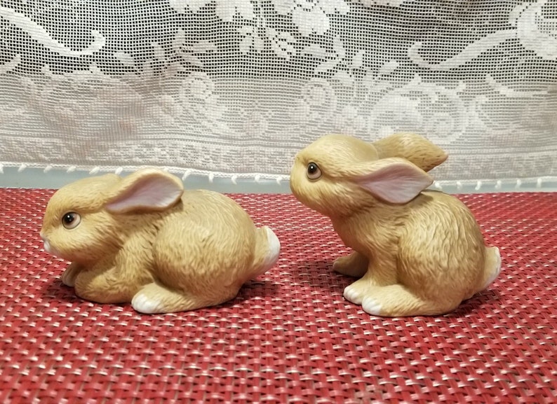 Vintage Pair of HOMCO Brown Bunny Rabbit Figurines | Etsy
