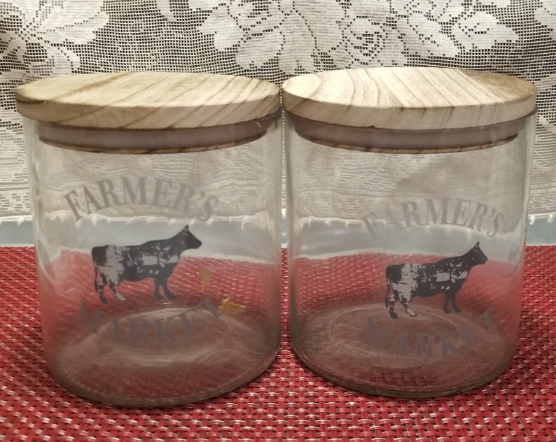 Farmer's Market Glass Canisters Set of Two - Etsy