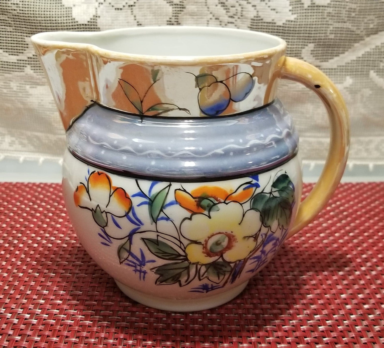 Lusterware Pitcher Floral Design Hand-painted Lusterware - Etsy