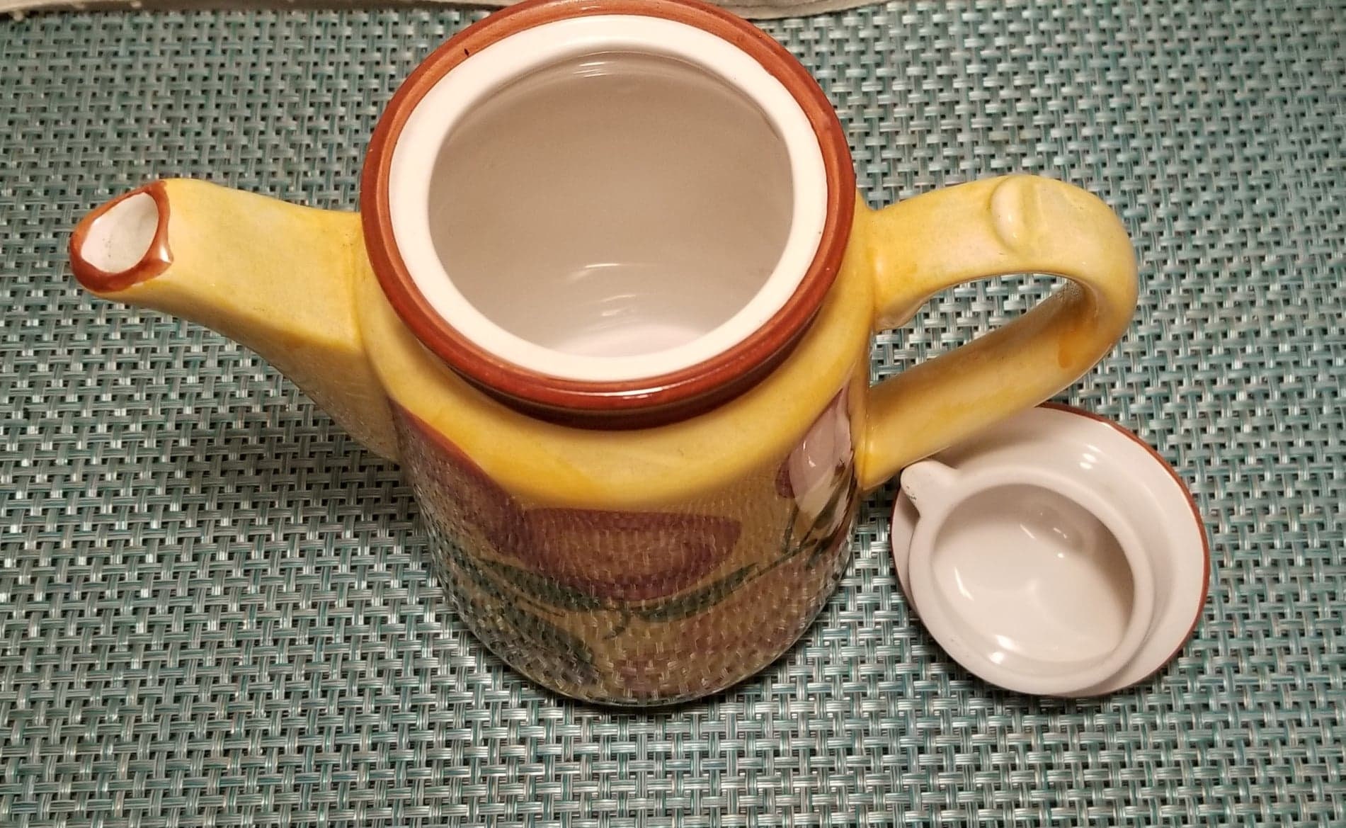 Ceramic Mustard Coffee Pot With Fruit Motif | Etsy