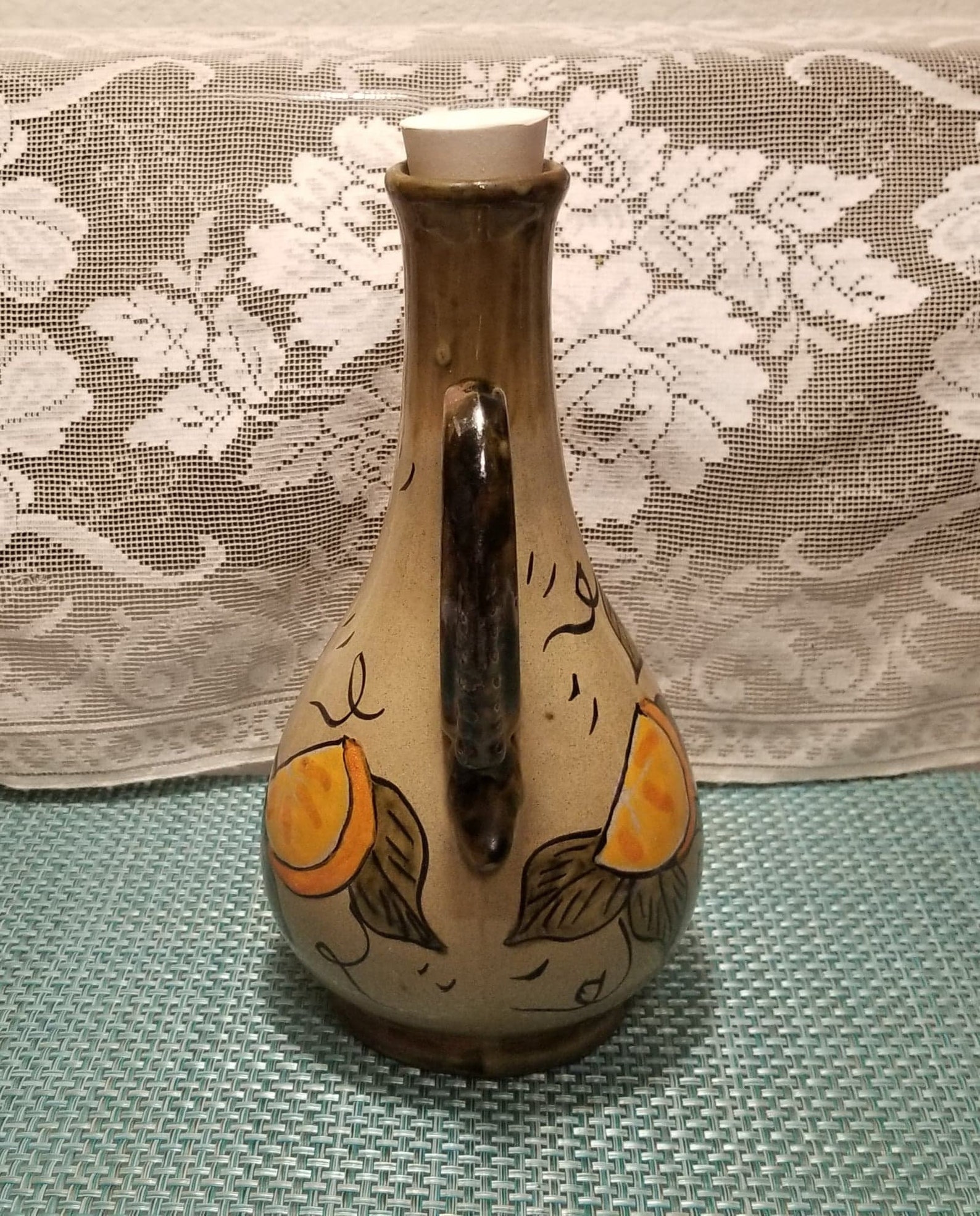 Vintage Large Ceramic Cruet Olive and Oranges and Leaves | Etsy