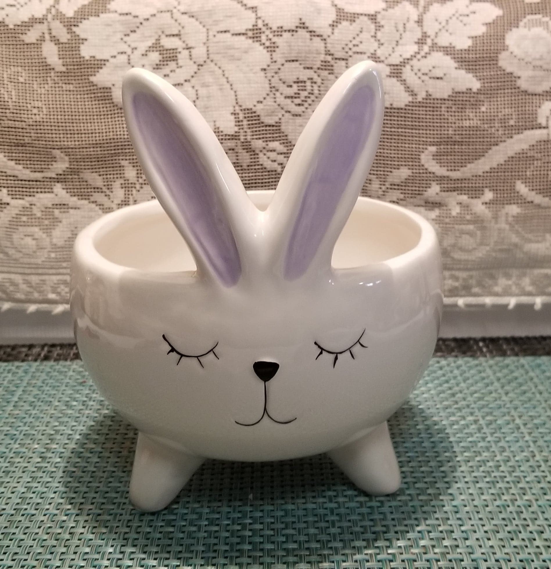 White Ceramic Bunny Planter | Etsy