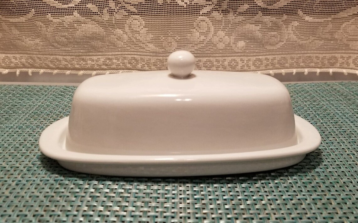 Porcelain Classic White Butter Dish Simple Dining Butter | Etsy