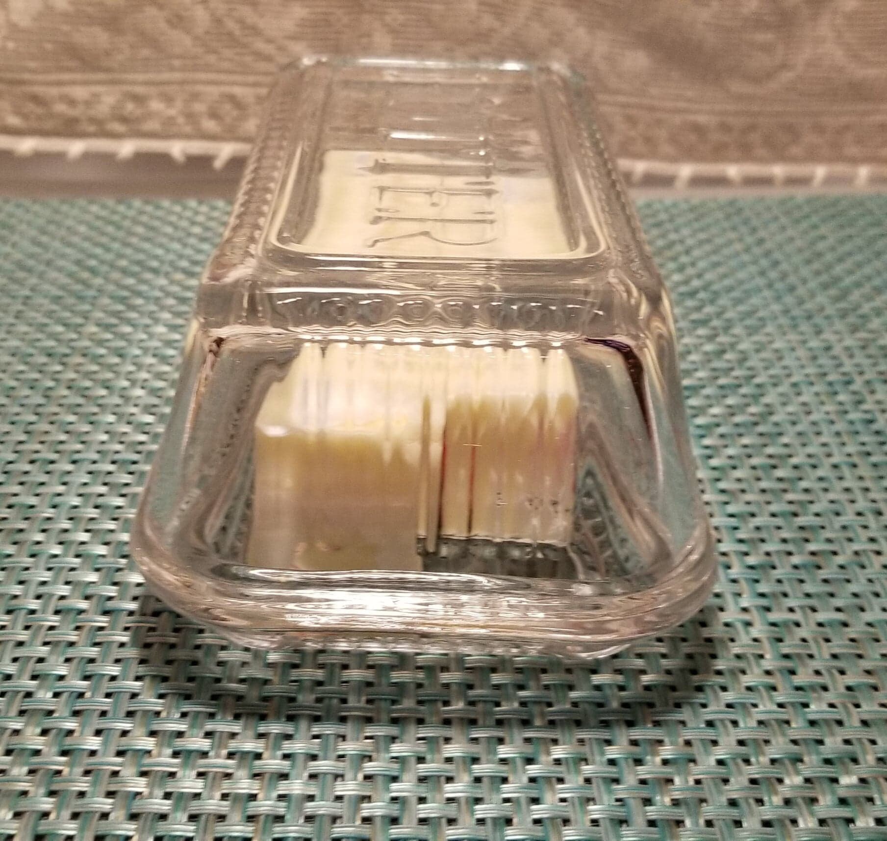 Clear Glass Butter Dish With Etched Word butter | Etsy