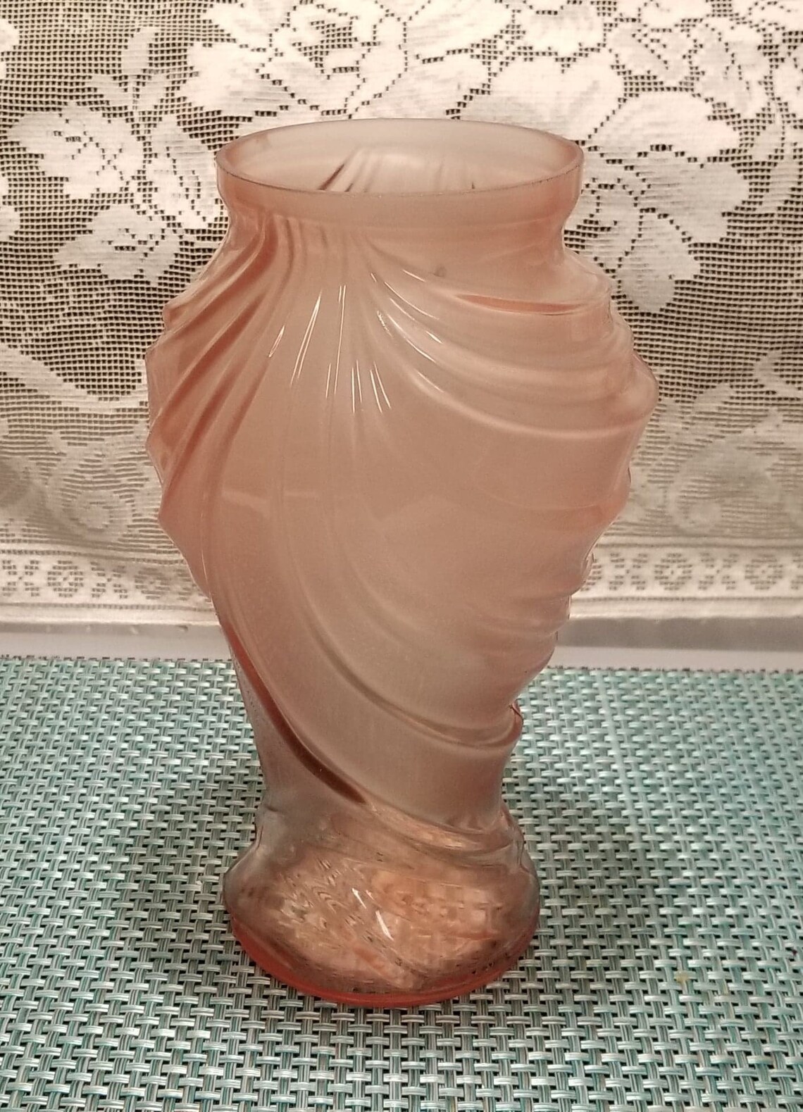 Frosted Pink Shell Victorian Vase Teleflora Glass - Etsy