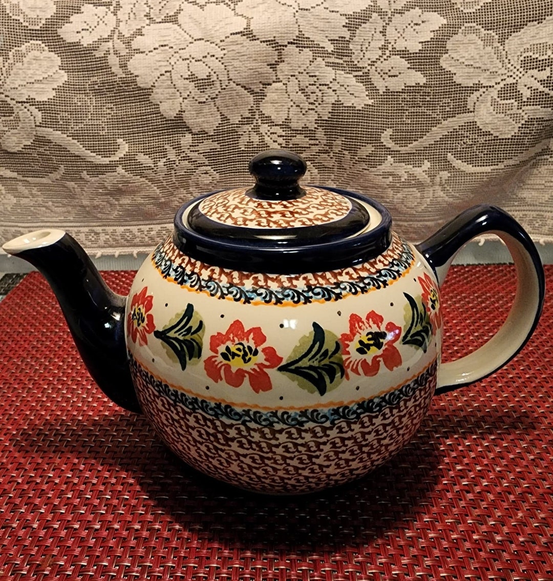 Polish Pottery Teapot -- Boleslawiec Handmade Poland Teapot - Etsy