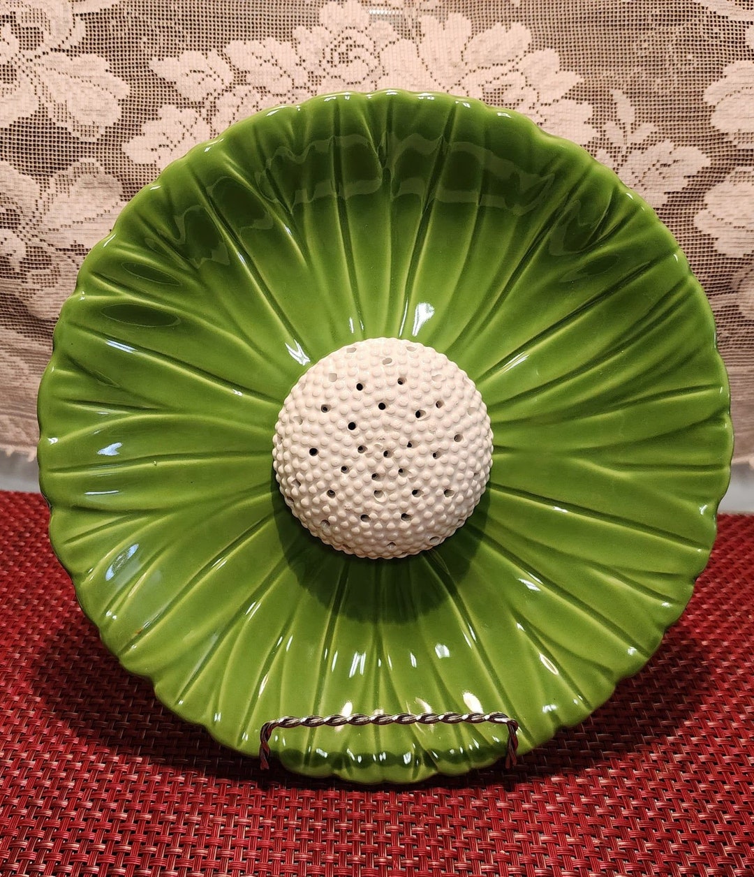 Vintage Green Flower Decorative Plate - Made in Italy - Etsy