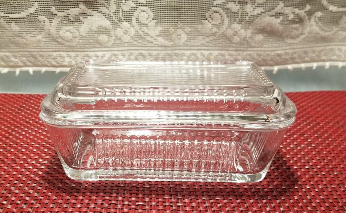 Clear Glass Butter Dish With Etched Word butter | Etsy