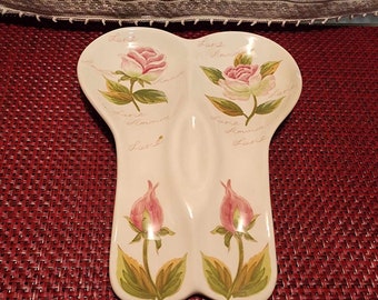 Vintage Designpac Ceramic Hand Painted Spoon Rest, Floral Spoon Rest, 8 ...