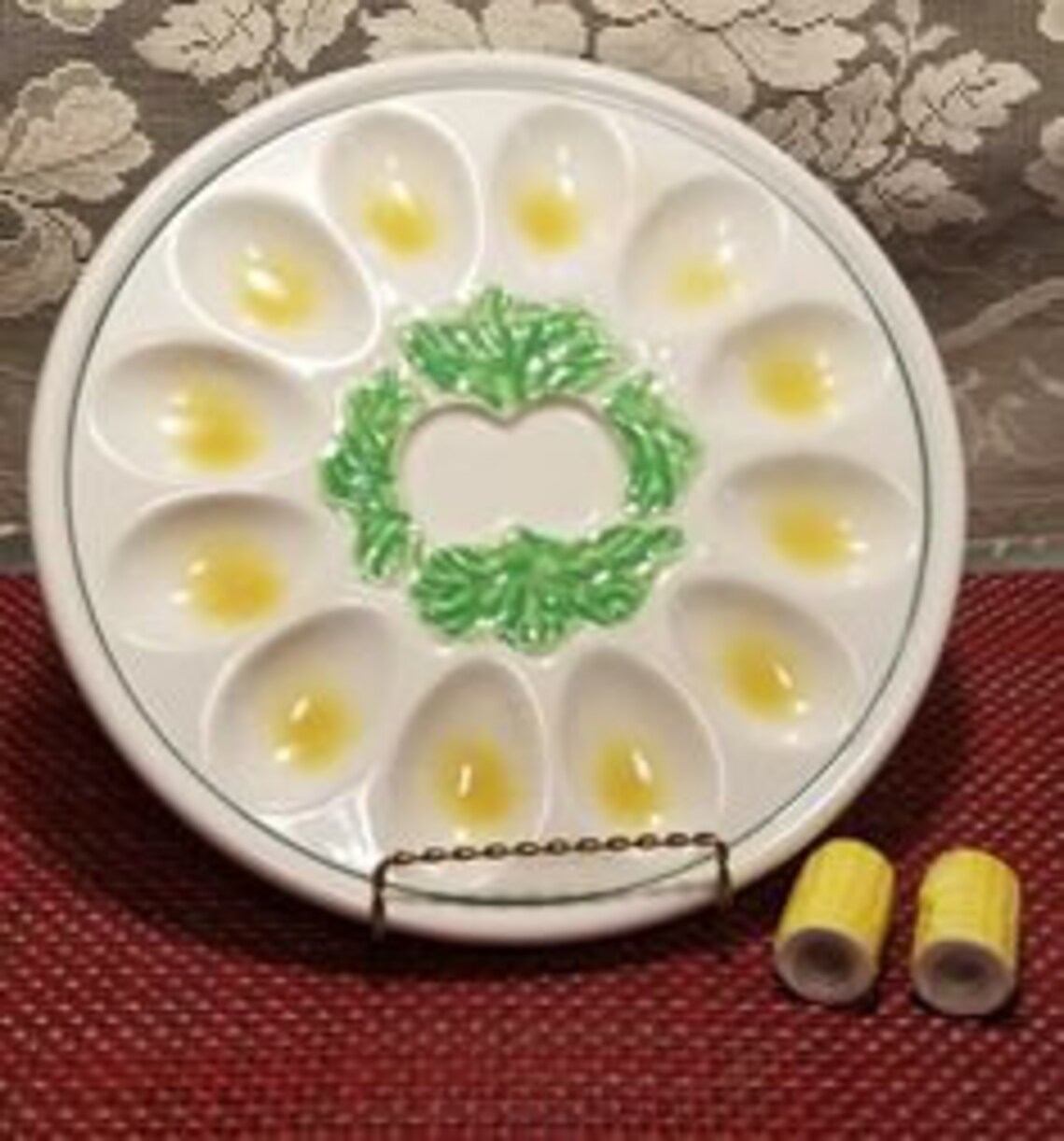 Ceramic Deviled Egg Holder and Corn Shaped Salt and Pepper Set - Etsy
