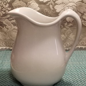 Vintage White Ceramic Pitcher - Etsy