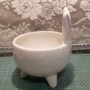 White Ceramic Bunny Planter - Etsy