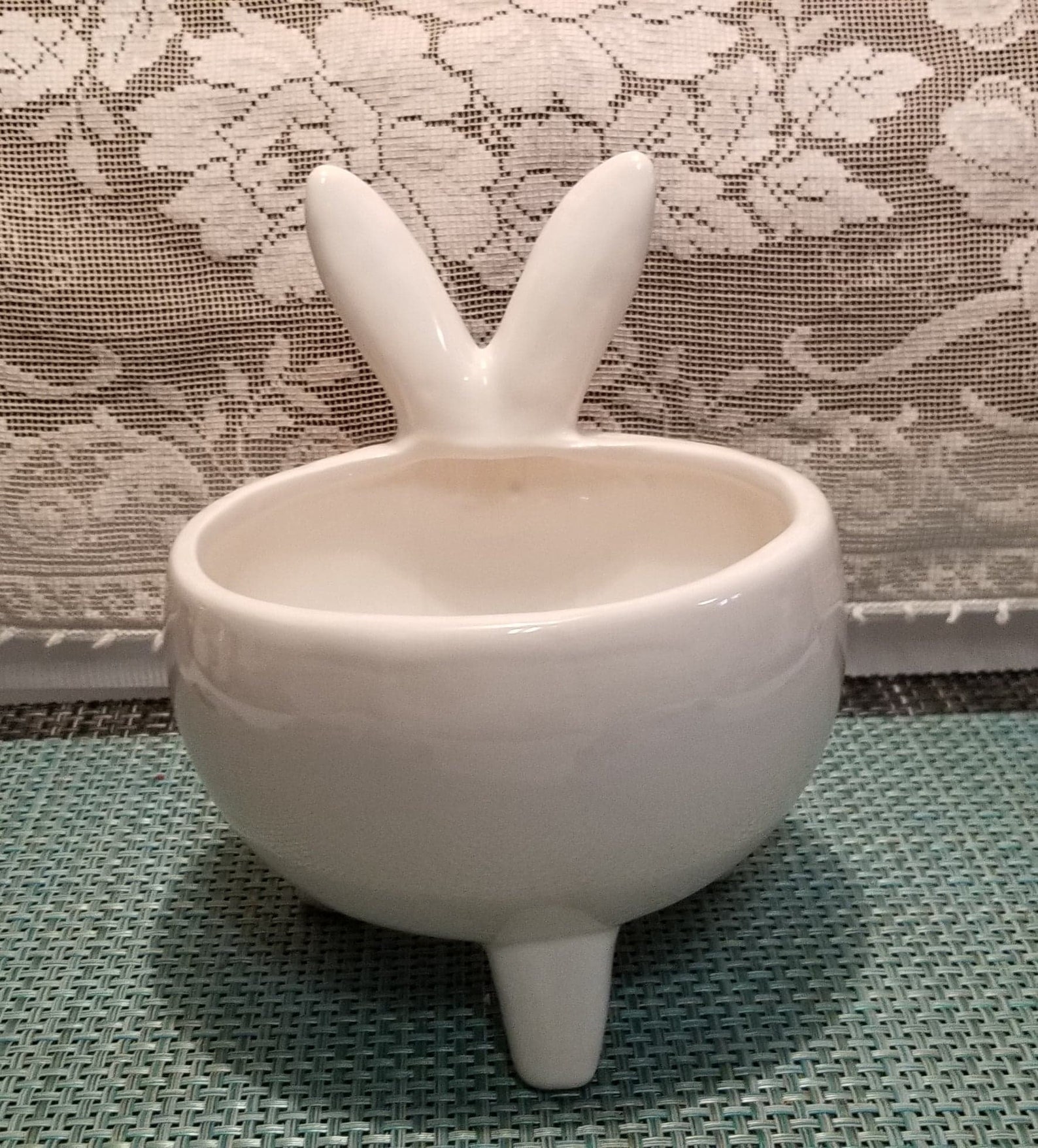 White Ceramic Bunny Planter | Etsy