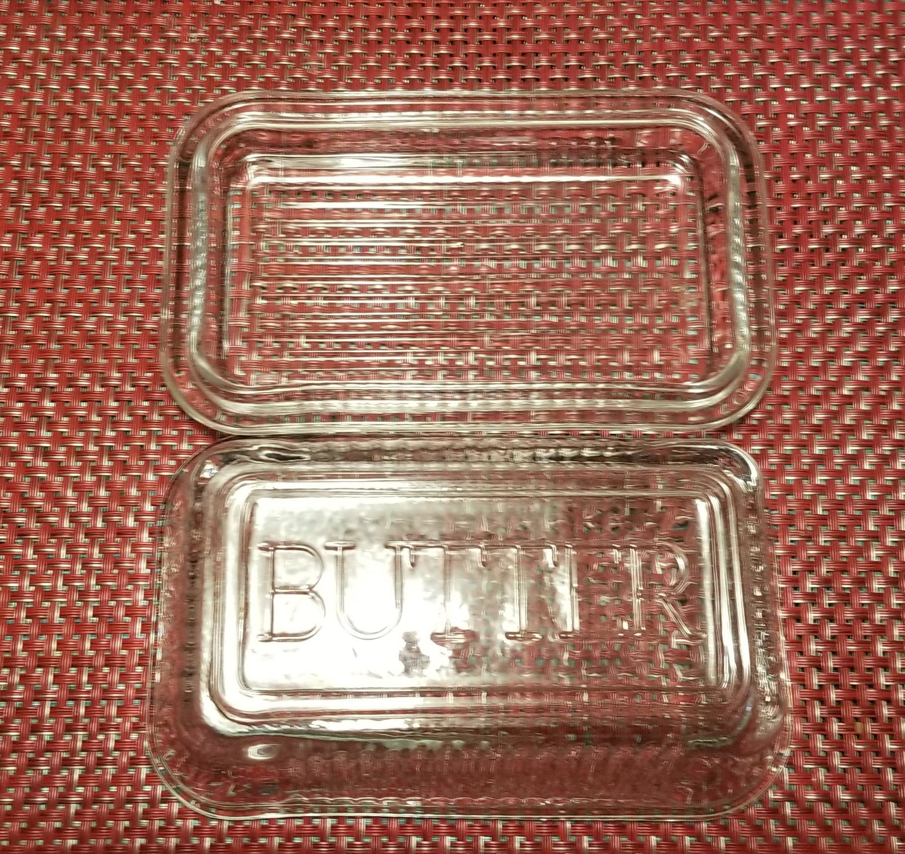 Clear Glass Ribbed Butter Dish With Embossed Word - Etsy