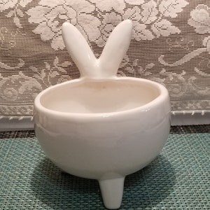 White Ceramic Bunny Planter - Etsy