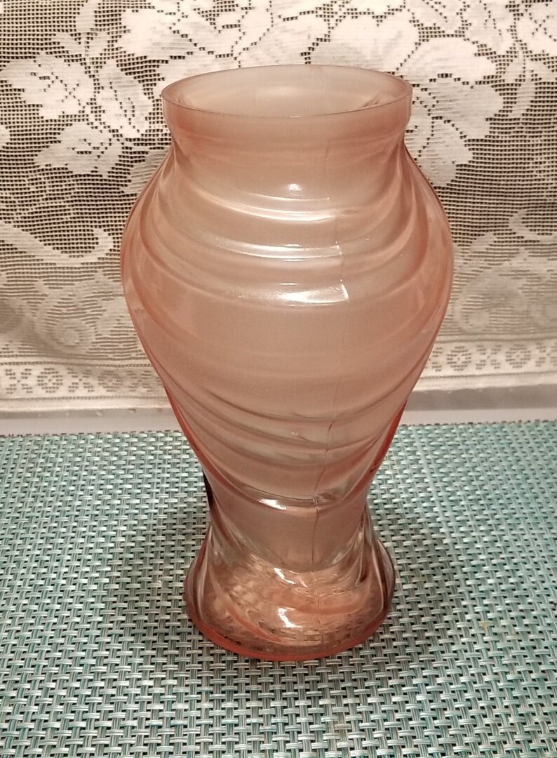 Frosted Pink Shell Victorian Vase Teleflora Glass | Etsy