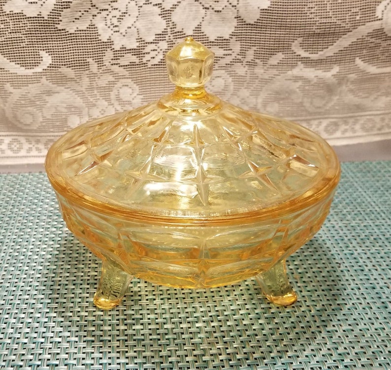Vintage Glass Candy Dish With Lid