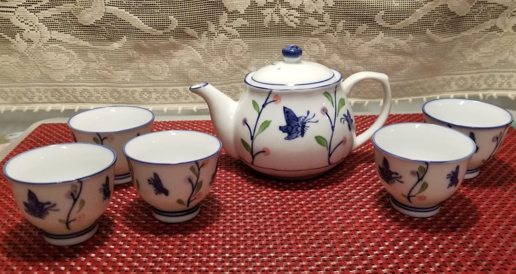 Vintage Oriental Teapot With Five Cups - Etsy