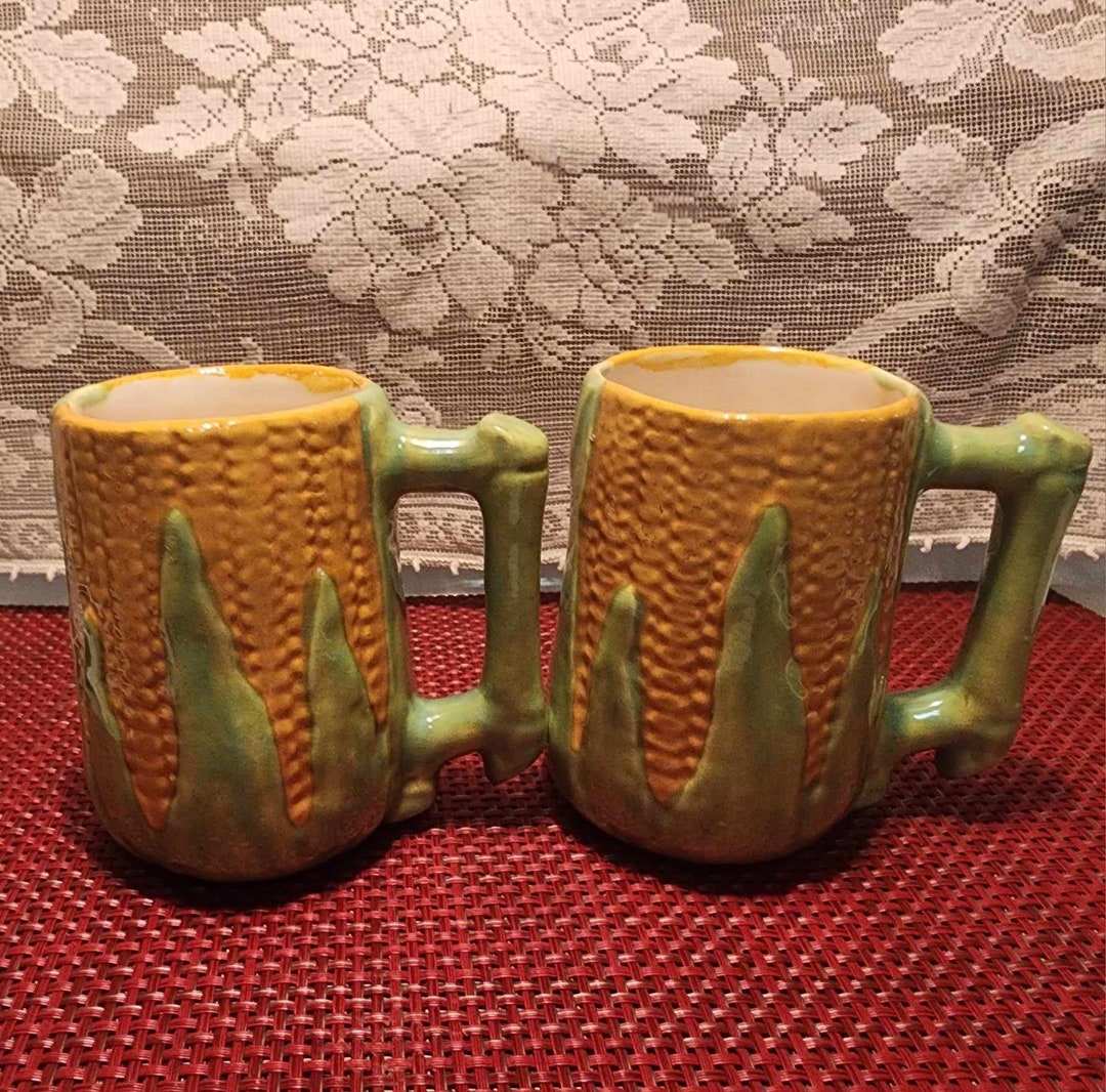 Majolica Corn Mugs 2 - Etsy