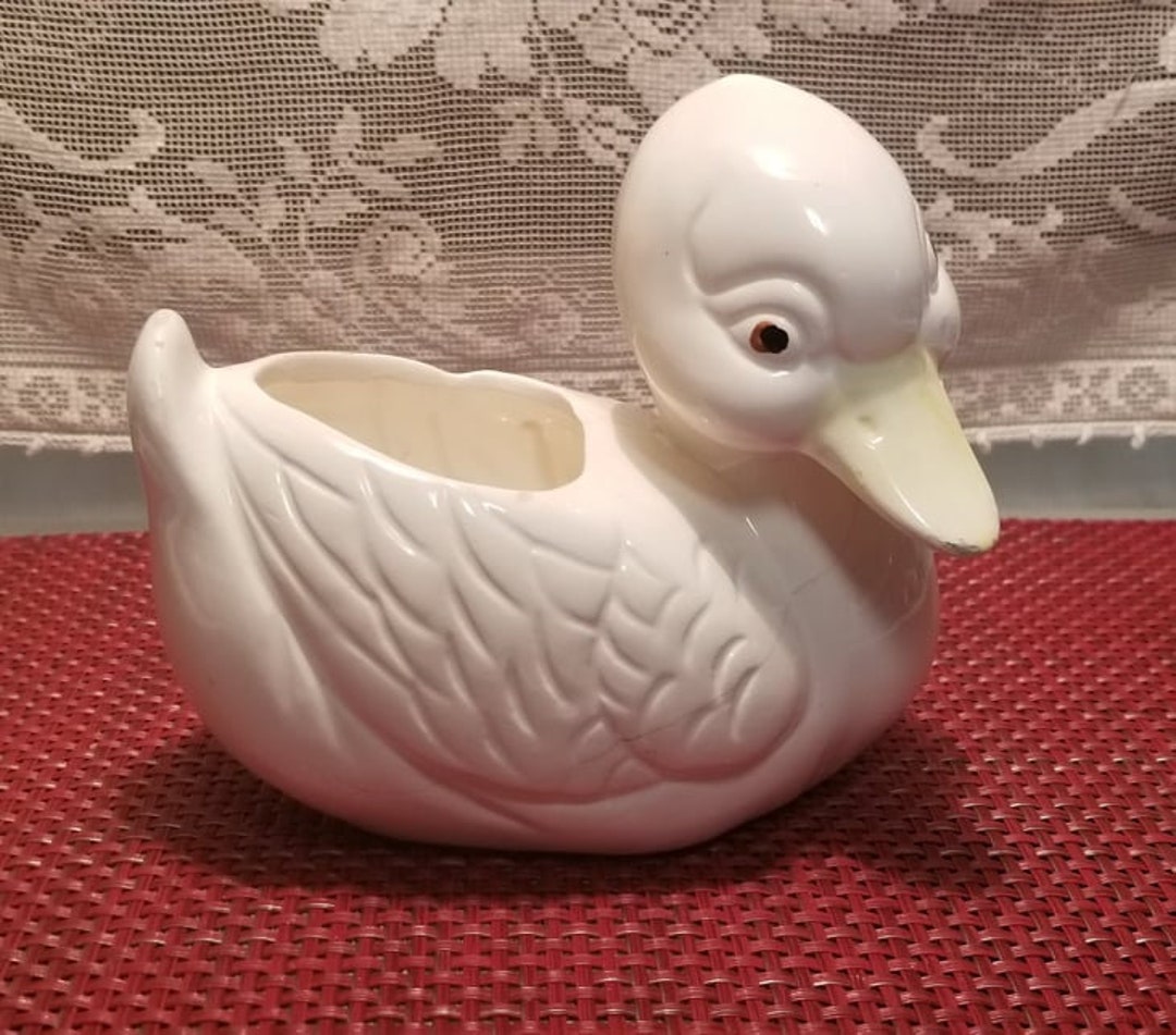 Vintage White Duck Shaped Planter / Vase - Etsy