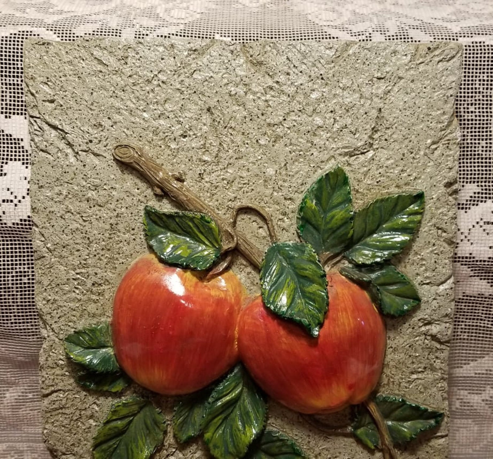 Textured in Relief Ceramic Tile Apples / Wall Plaque - Etsy