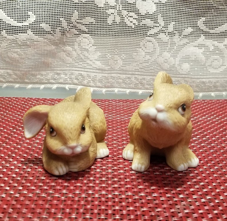 Vintage Pair of HOMCO Brown Bunny Rabbit Figurines | Etsy