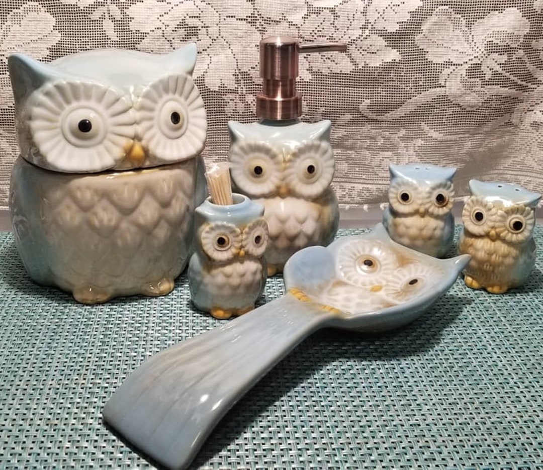 Owl Shaped Canister, Owl Shaped Soap/lotion Dispenser, Owl Shaped Spoon ...