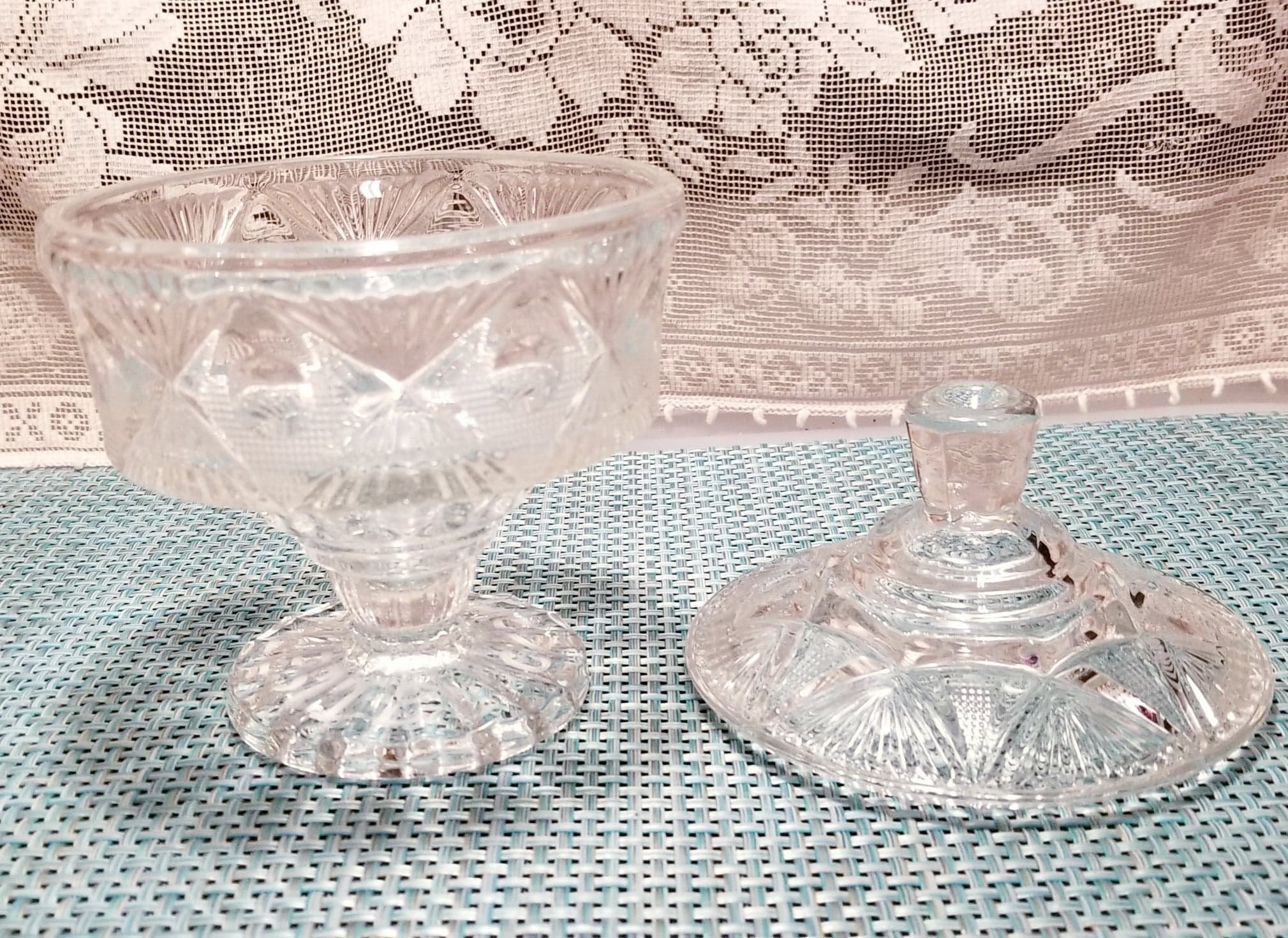 Retro Clear Glass Covered Compote Candy Bowl on Pedestal | Etsy