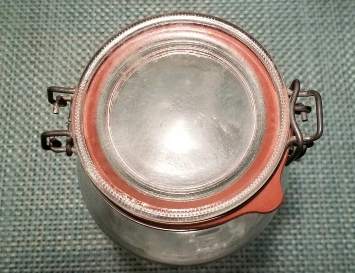 Glass Crackers Jar / Canister With Wire Clasp Metal Lid 2L / - Etsy