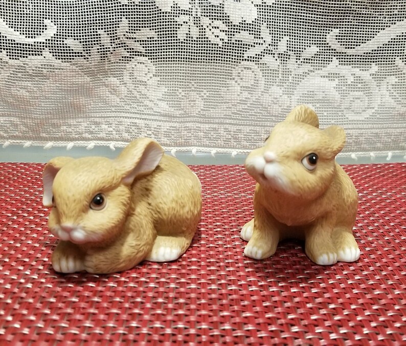 Vintage Pair of HOMCO Brown Bunny Rabbit Figurines | Etsy