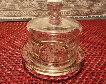 One Princess House Fantasia Clear and Frosted Glass Covered Butter Dish ...
