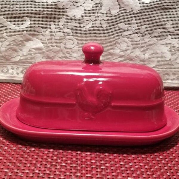 Red Butter Dish - Etsy
