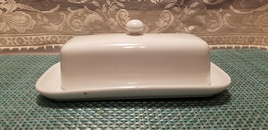 Classic White Covered Butter Dish - 10 Strawberry Street - Etsy