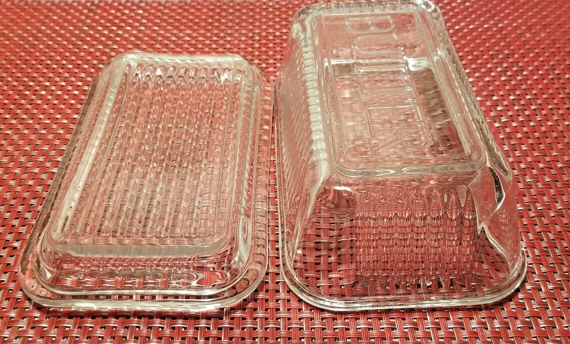 Clear Glass Butter Dish With Etched Word butter | Etsy