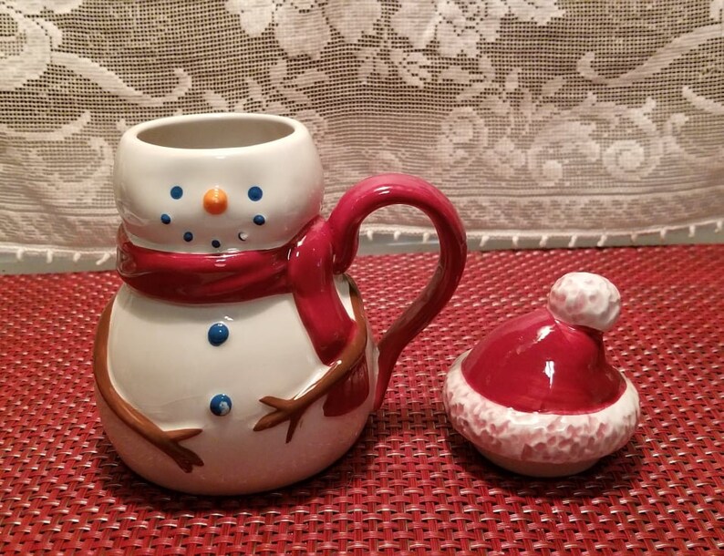 Snowman Shaped Mug With Hat as Lid / Starbucks Snowman Coffee - Etsy