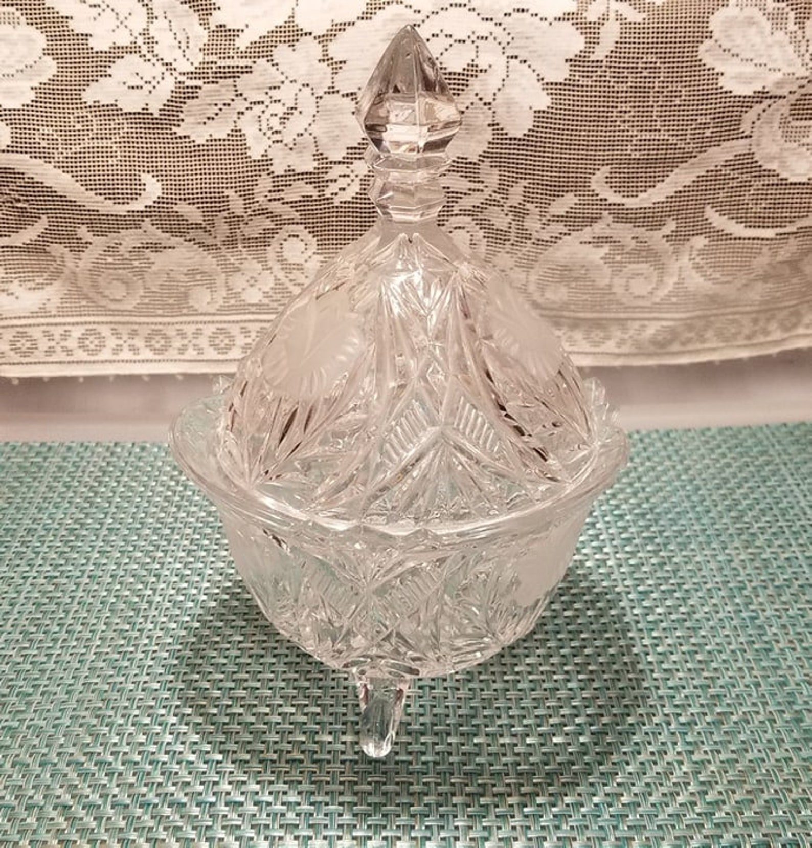 Crystal Candy Dish With Etched Design - Etsy
