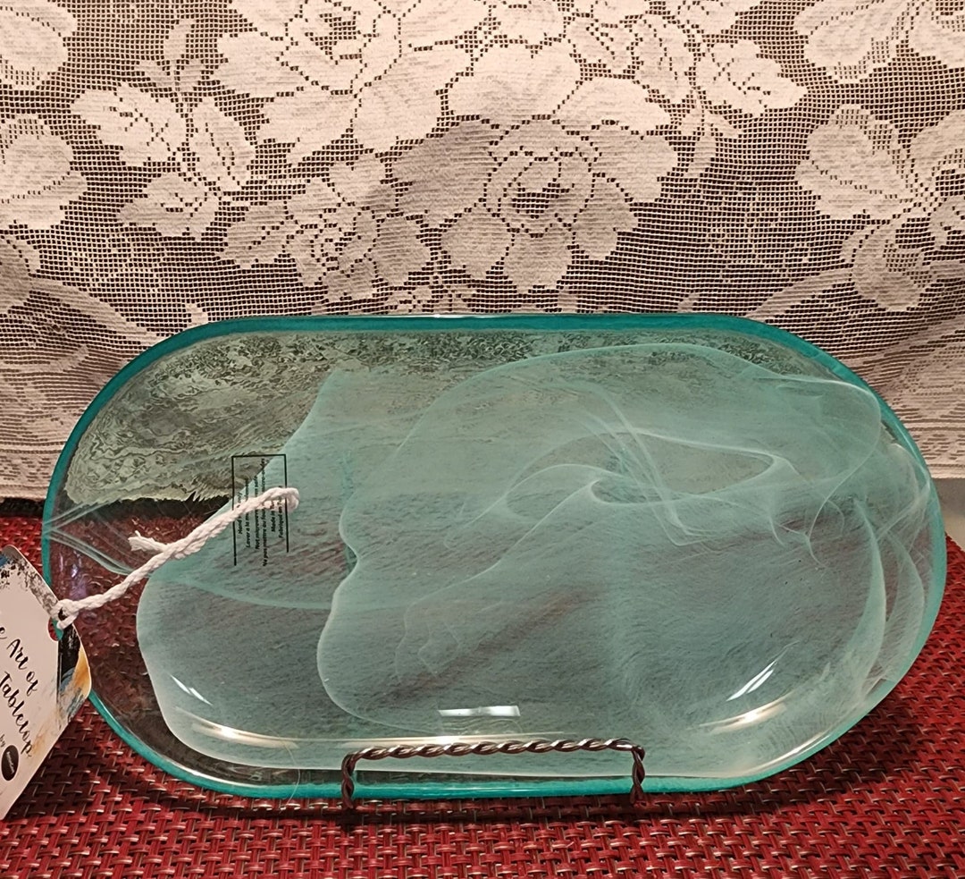 Collectible Green Glass Tray Made in Turkey - Etsy