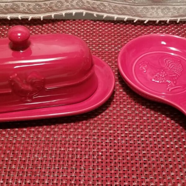 Red Butter Dish - Etsy