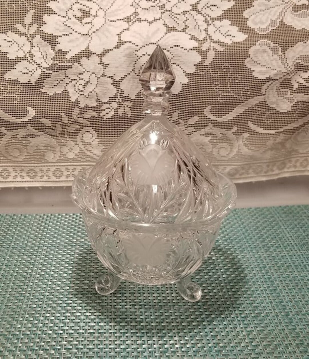 Crystal Candy Dish With Etched Design - Etsy