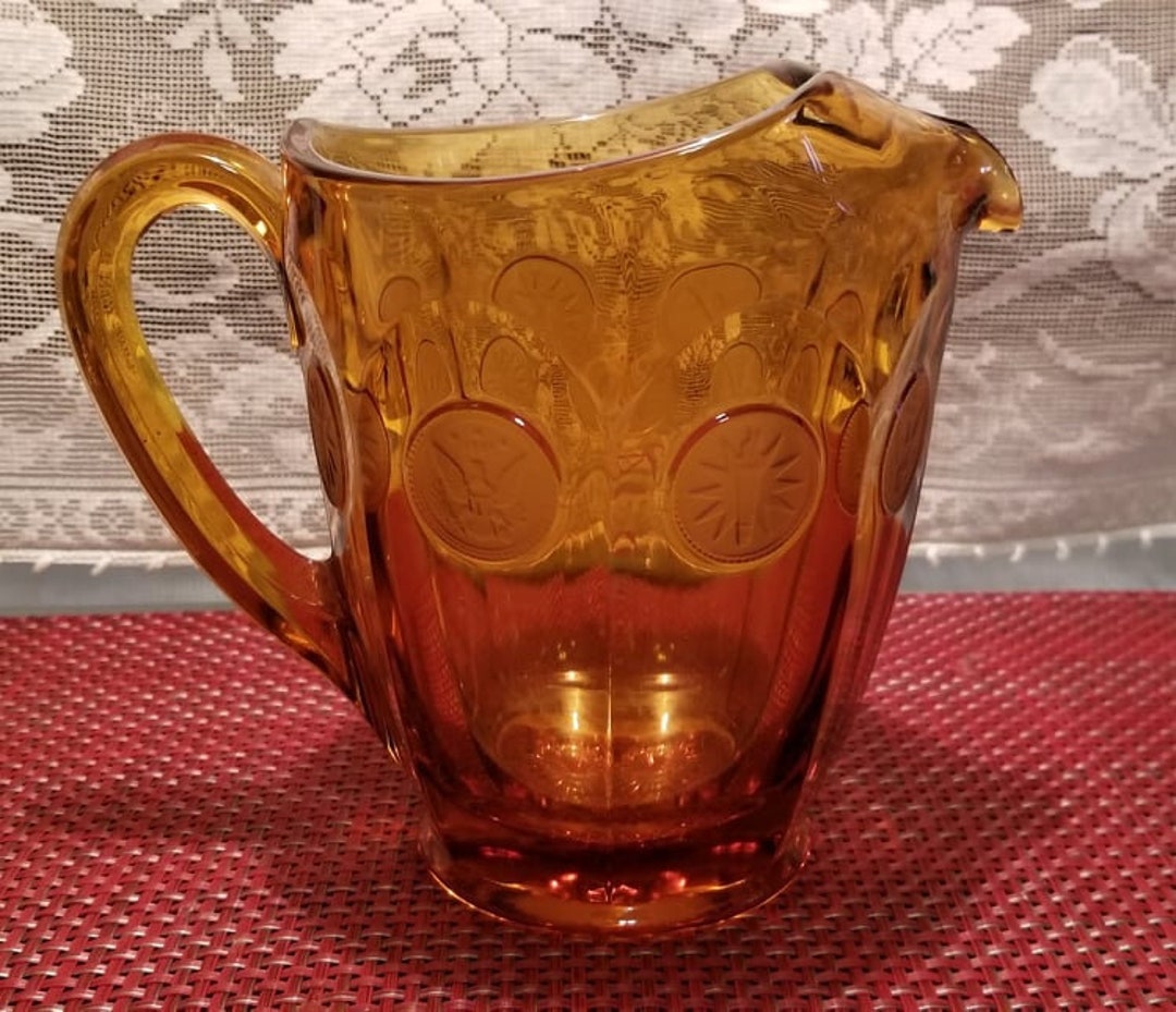 Vintage Fostoria Coin Spot Glass Pitcher - Etsy