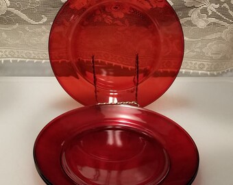 Ruby Red Plates - Etsy